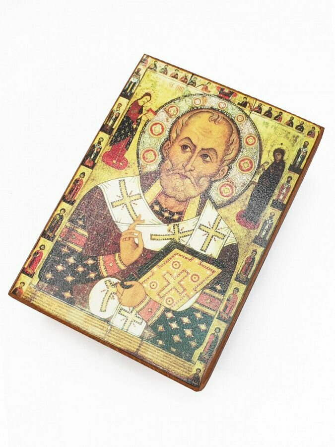 Икона Николай Угодник (Чудотворец), под старину, 10х14 см