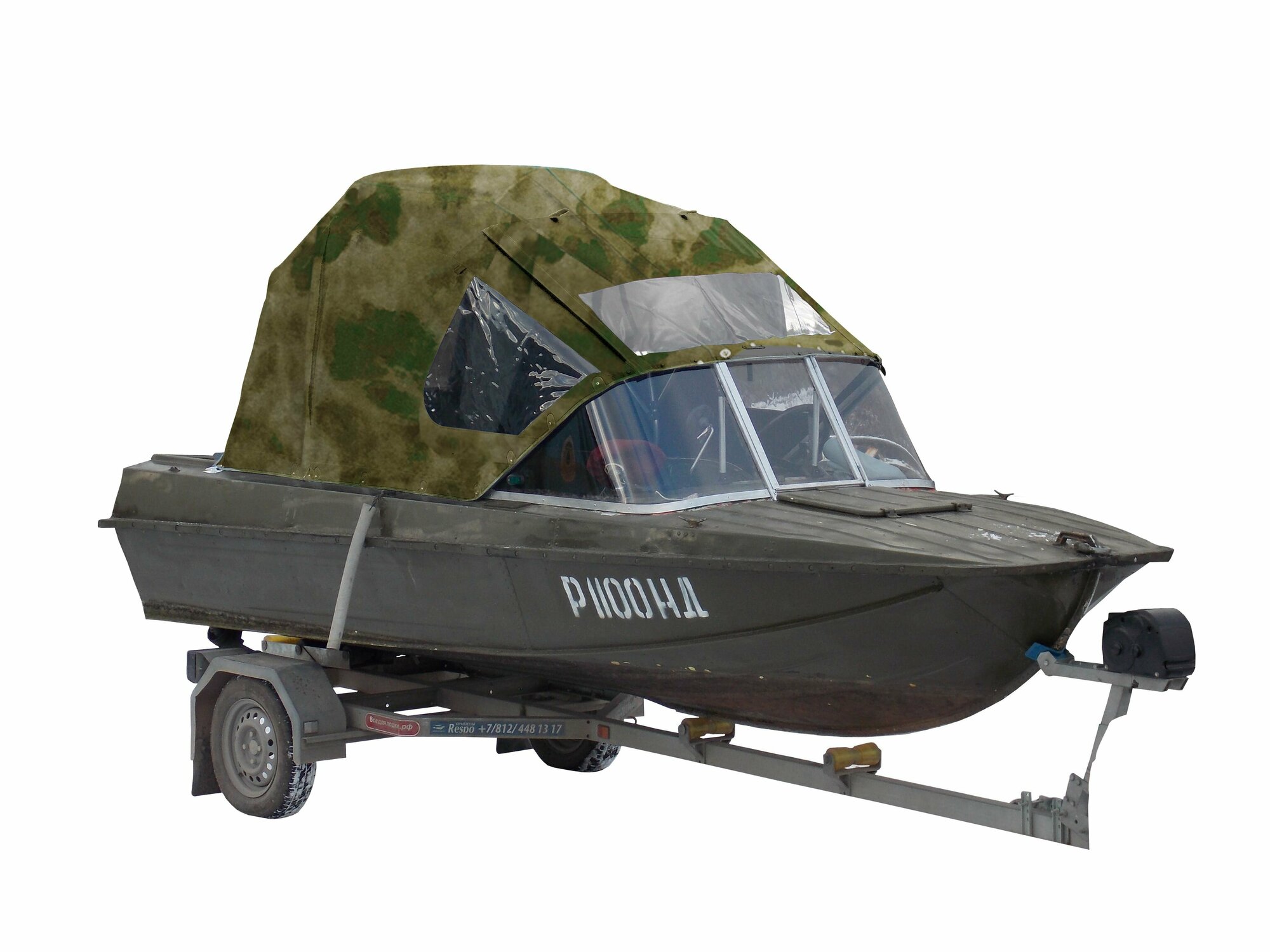 Казанка 5М2,3,4. Стекло с калиткой, тент, дуги, крепление. Высокий Комплект