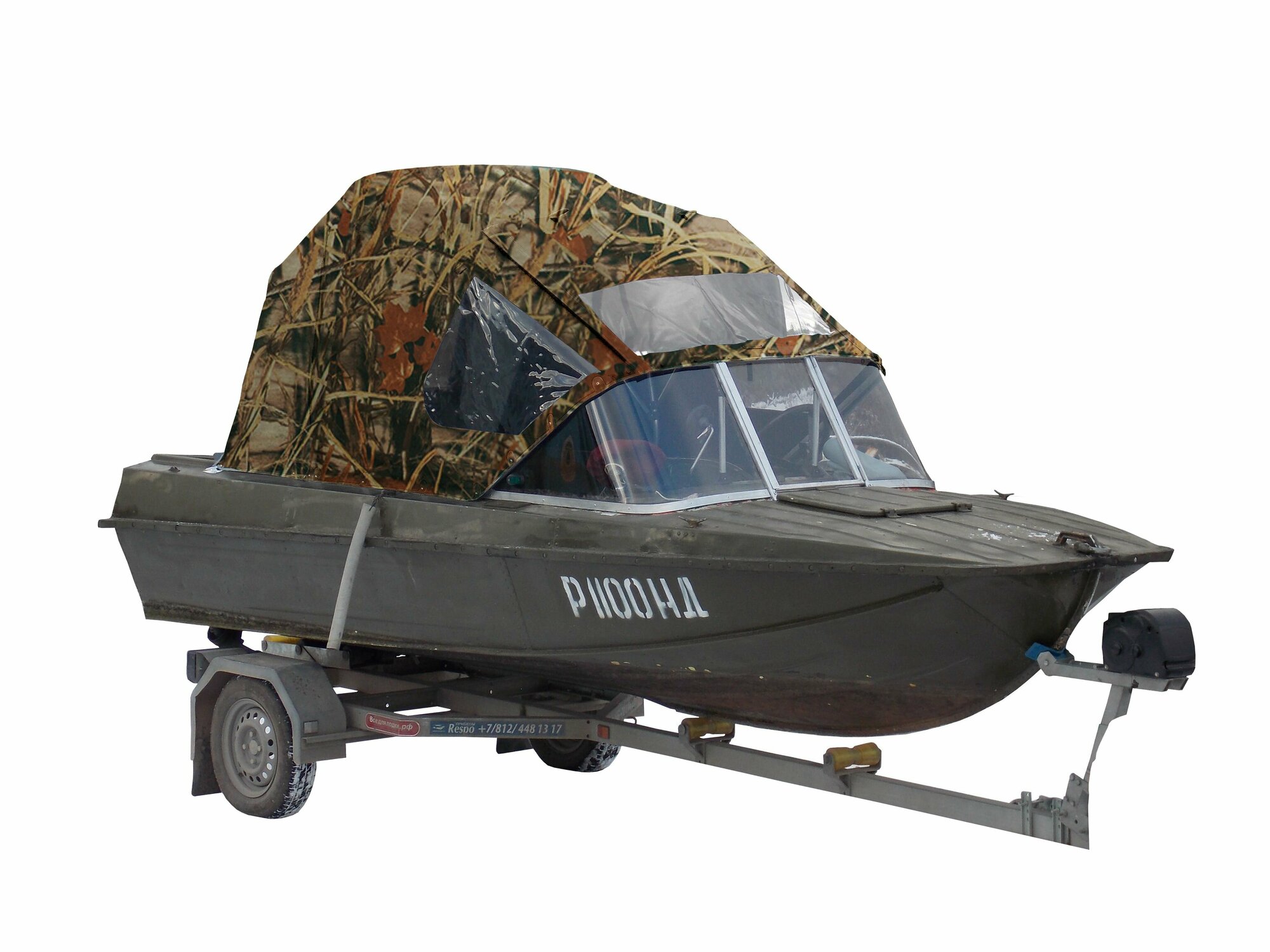 Казанка 5М2,3,4. Стекло с калиткой, тент, дуги, крепление. Высокий Комплект