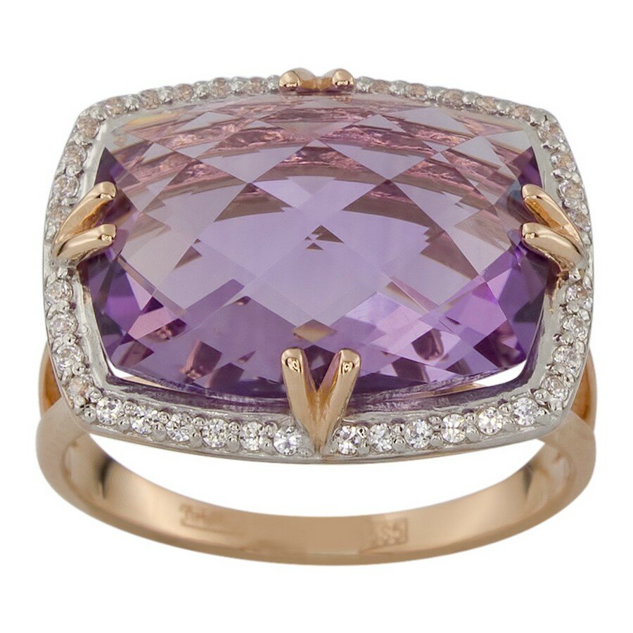 Кольцо, красное золото, 585 проба, аметист