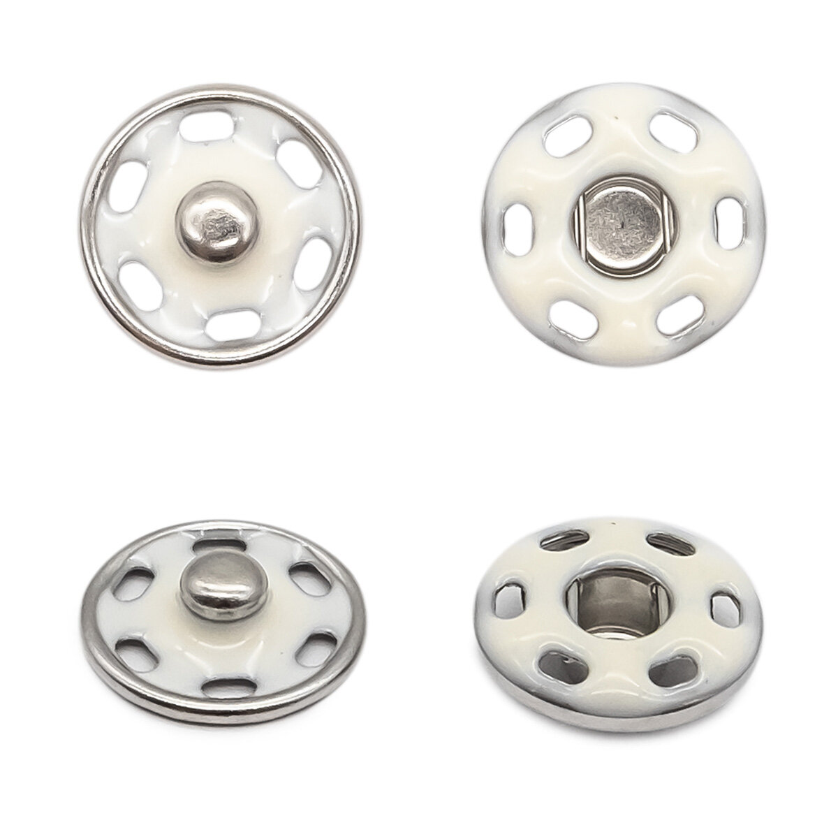 Кнопки для одежды пришивные 12,5 мм, Айрис, КПР6 (никель, белый), 10 шт