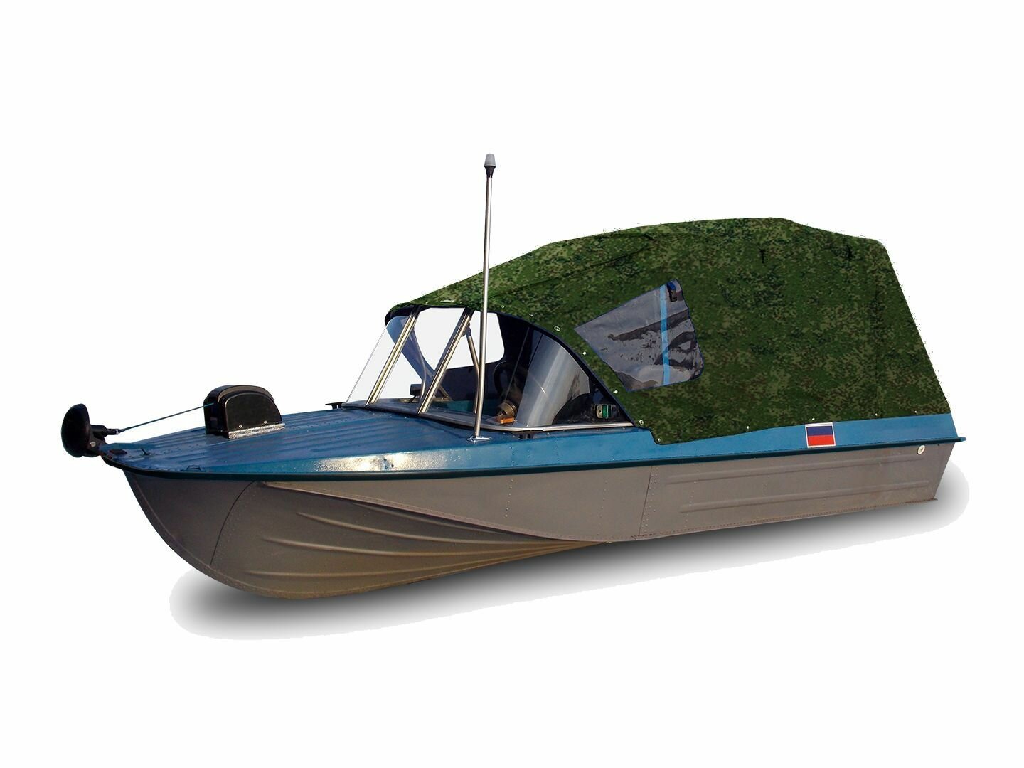 Казанка-5. Стекло с калиткой, тент, дуги, крепление. Комплект