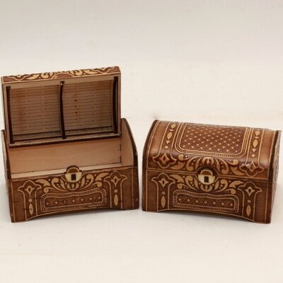 Шкатулка - Сундук. Береста / ХДФ 10*6*5.