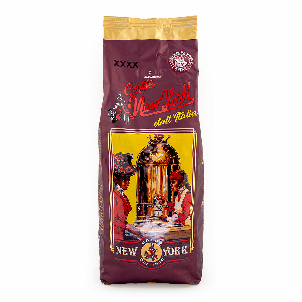 Кофе Ямайка Блю Маунтин, смесь (Арабика 80%, Робуста 20%) обжаренных кофейных зерен JAMAICA BLUE MOUNTAIN хххх, NEW YORK, 1 кг (фольг/пак)