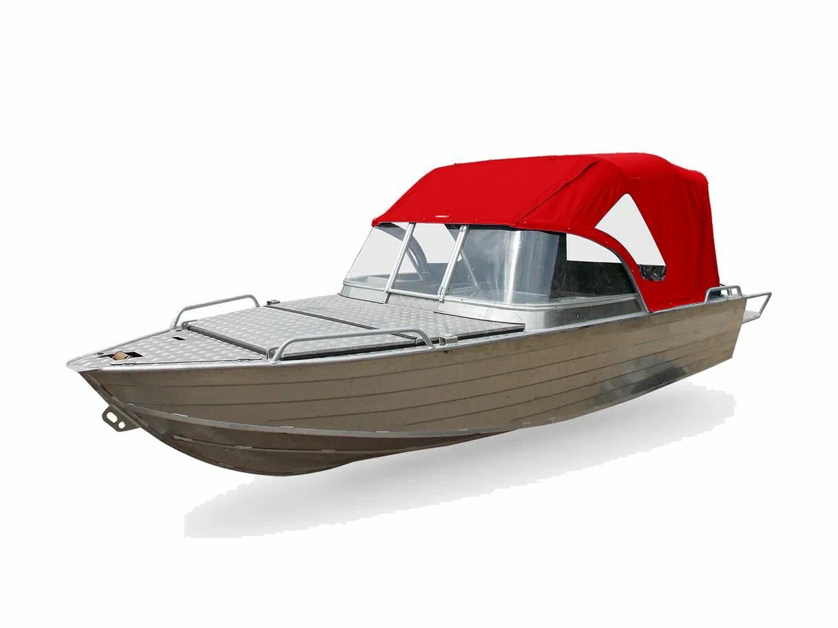 Wyatboat-460 DCM / Вятбот-460 ДЦМ. До рестайлинга. Тент с дугами с креплениями на штатное стекло