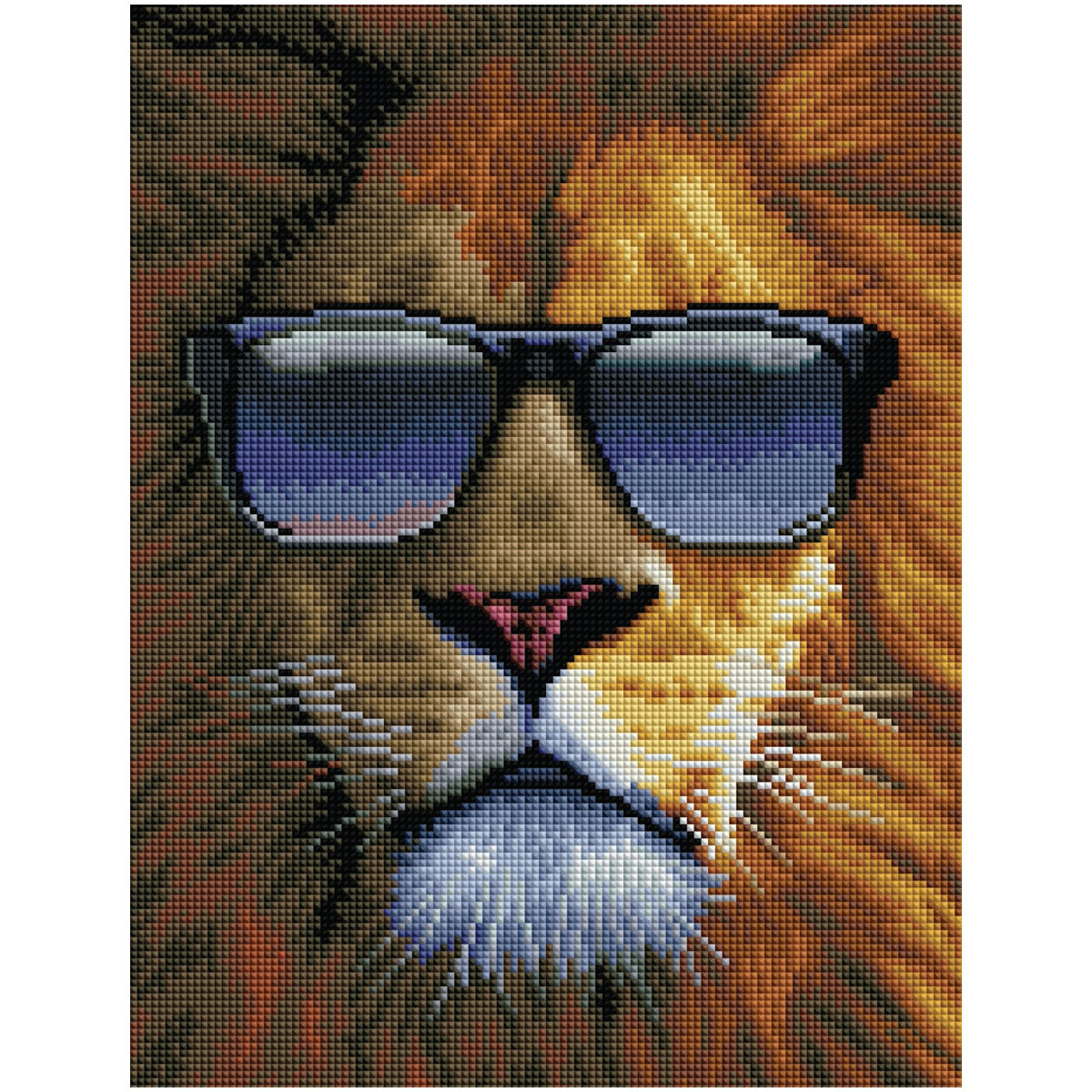 Алмазная мозаика ТРИ совы «Модный лев», 30×40см, холст на деревянном подрамнике, картонная коробка с пластиковой ручкой