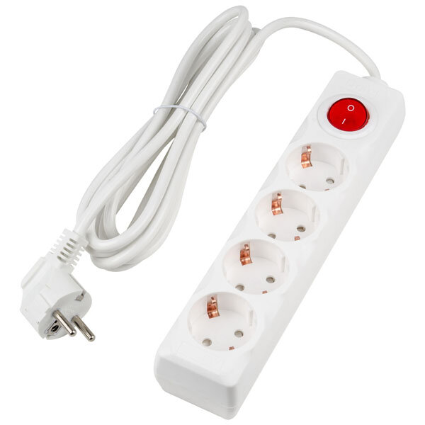 Удлинитель с заземлением и выключателем Uniel UL-00010022 S-GCU4-3B WHITE 3м Ultra