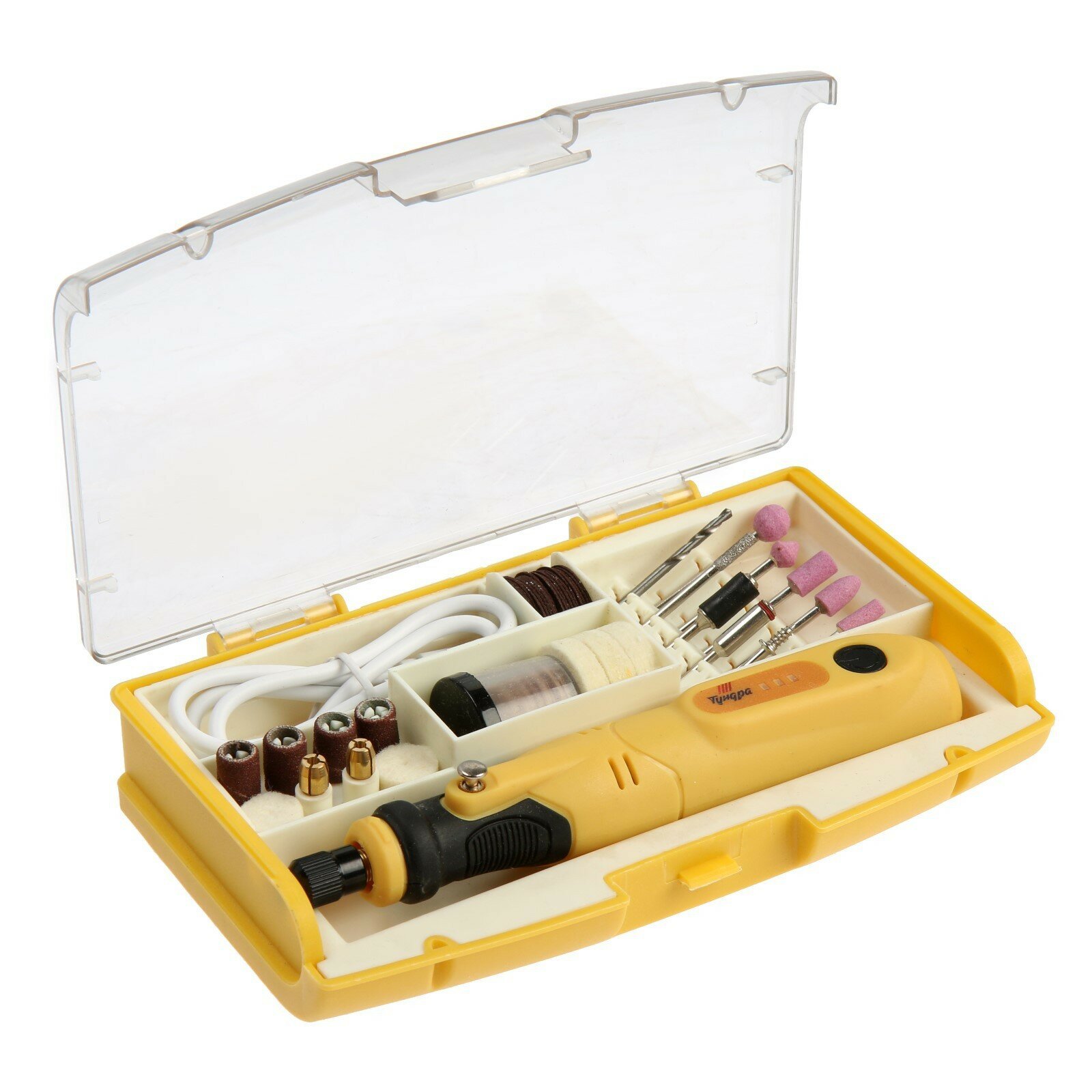 Гравер аккумуляторный тундра, 12 В, 0.7 Ач, micro-USB, 5000-15000 об/мин, 3 ск, 76 предметов