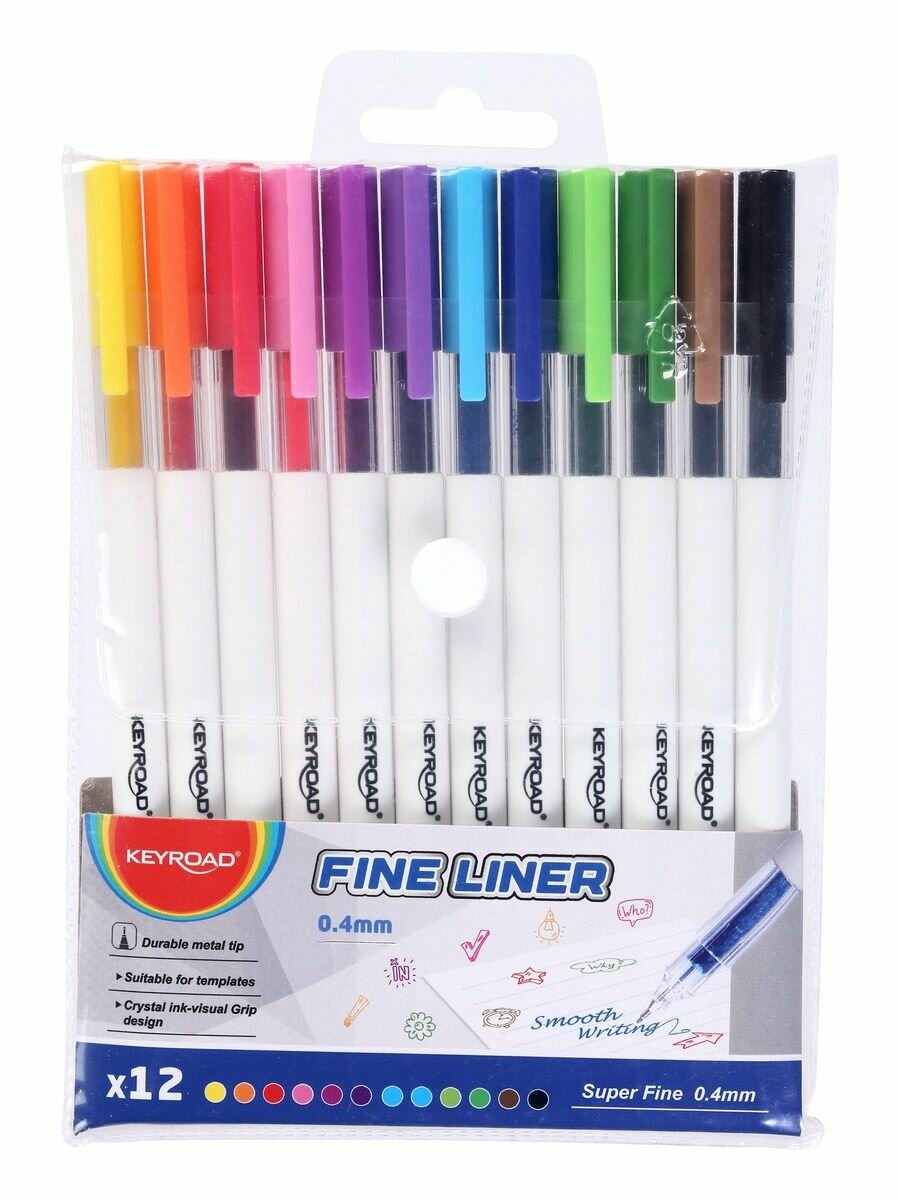 Набор капиллярных ручек FINELINER Keyroad, пластиковый корпус, 12шт