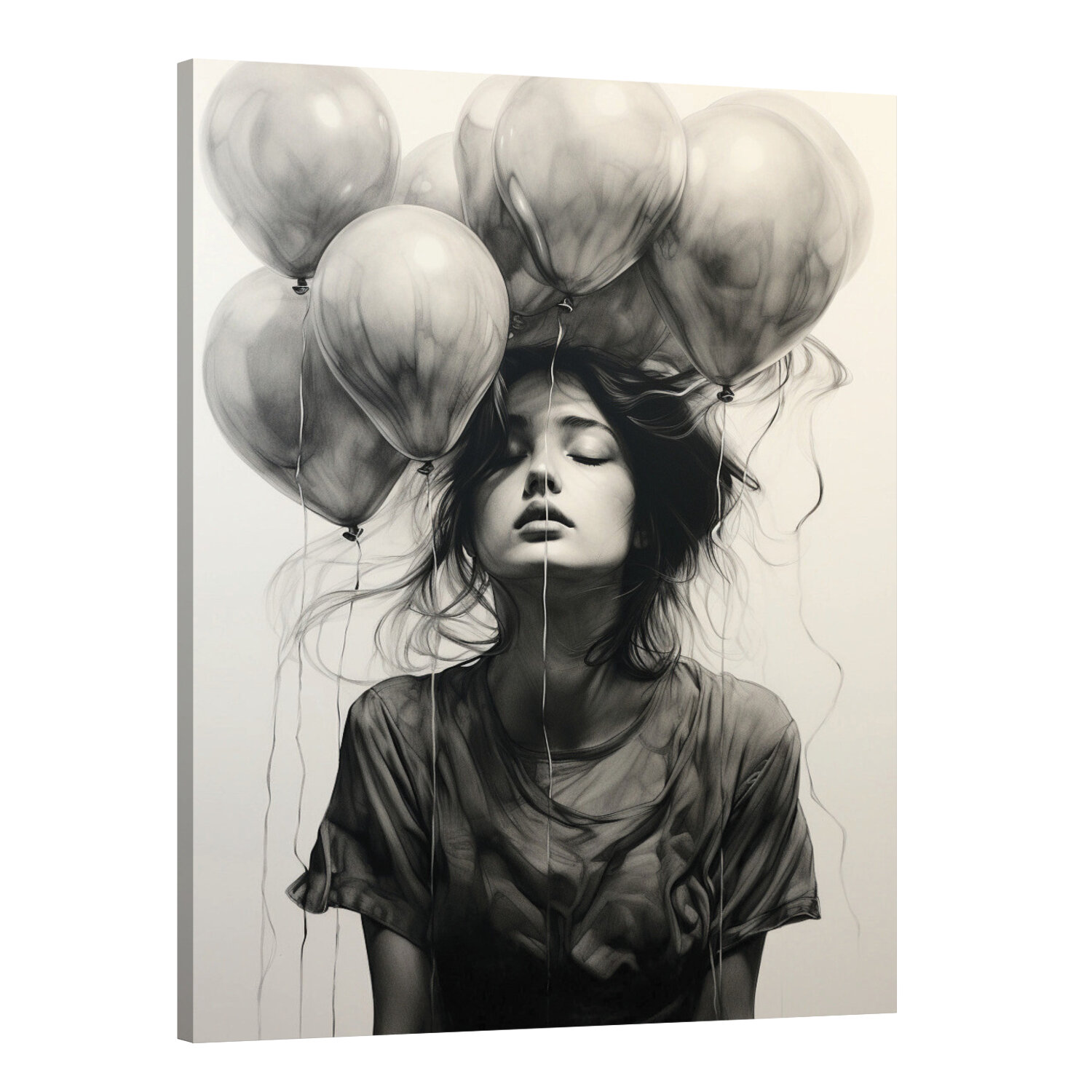 Интерьерная картина 50х70 "Девушка и шарики"