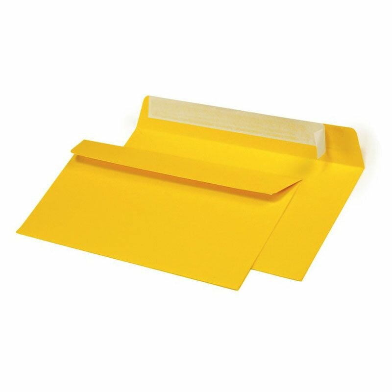 Конверт цветной С65 (114х229) Желтый (50шт/уп)