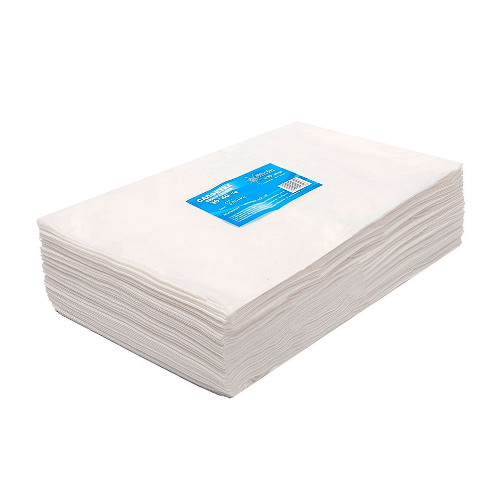 Салфетки 30*40 спанлейс белые 100шт пачка White Line