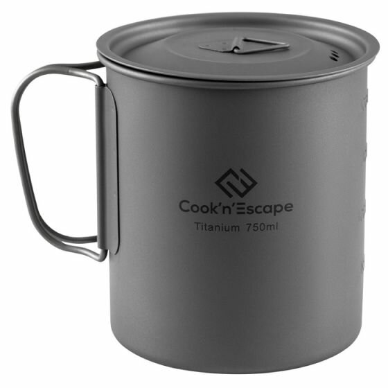 Кастрюля с крышкой походная COOK'N'ESCAPE CA2011 750ml, титан