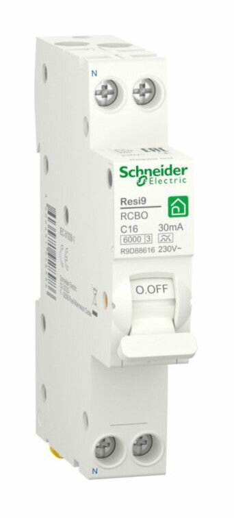 Дифавтомат Schneider Electric Resi9 1P+N 16А ( C ) 6 кА, 30 мА ( A ), R9D88616
