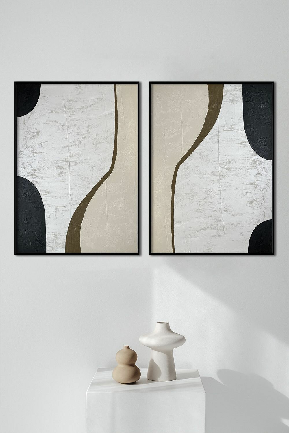 Картины на стену рельефные из гипса DECORMARKT Пара №21, 50х70 см, в черных рамках