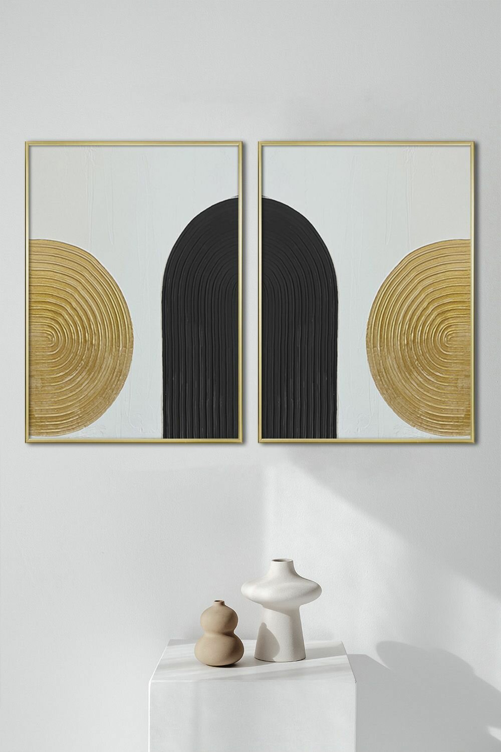 Набор из двух объемных картин из гипса DECORMARKT Пара №03, 50х70 см, в золотых рамках