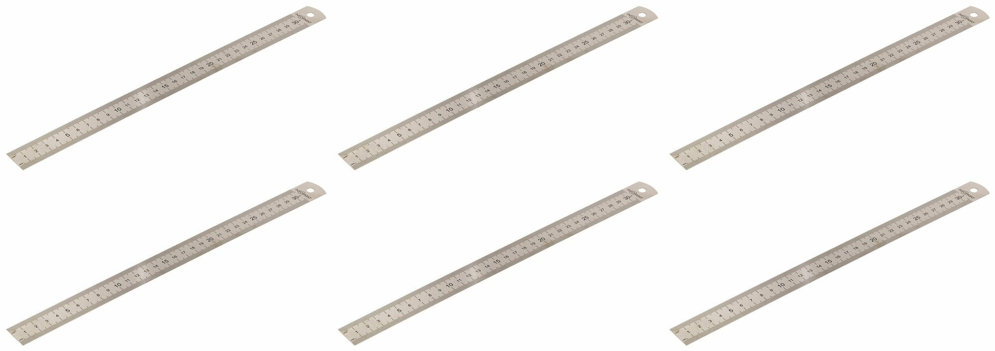 InФормат Линейка 30 см металлическая в чехле ПВХ с европодвесом, 6шт