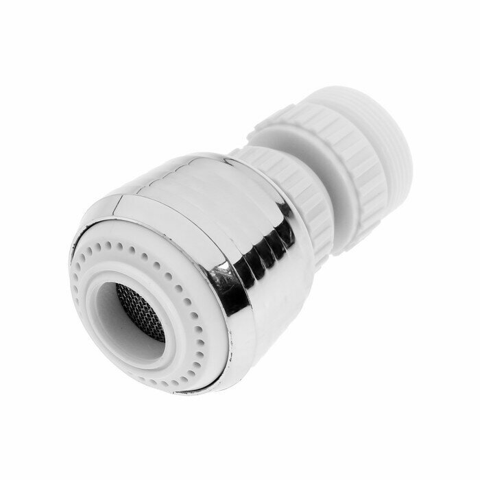 Аэратор ZEIN, регулировка потока, поворотный, 2 режима, пластик, белый/хром