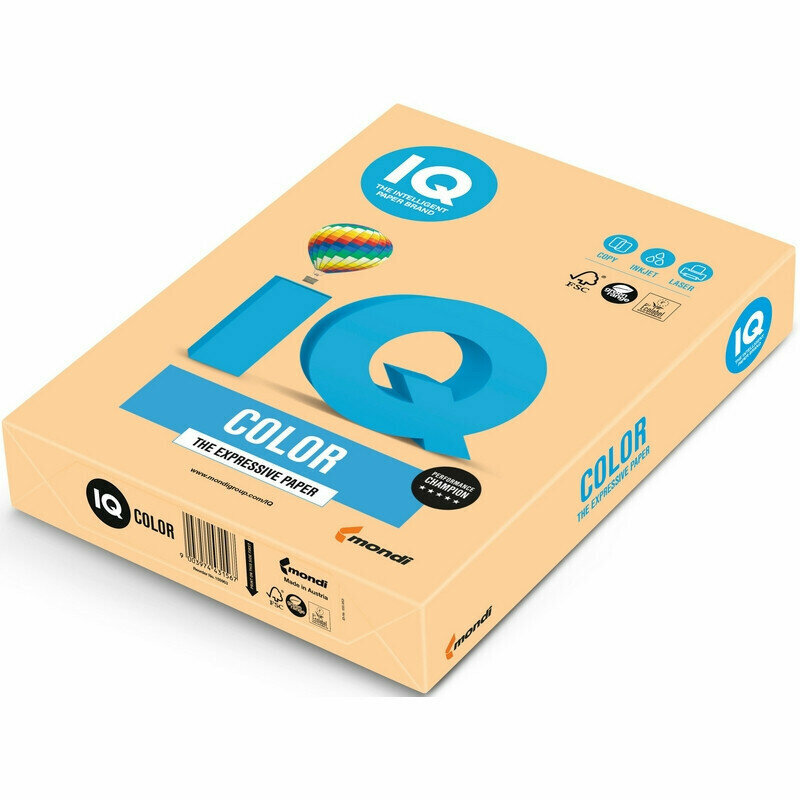Бумага IQ COLOR А4 80гр Trend GO22 (золотистый), 500л; цветная бумага для принтера, копирования, оригами и творчества; в фирменной коробке Драйв Директ