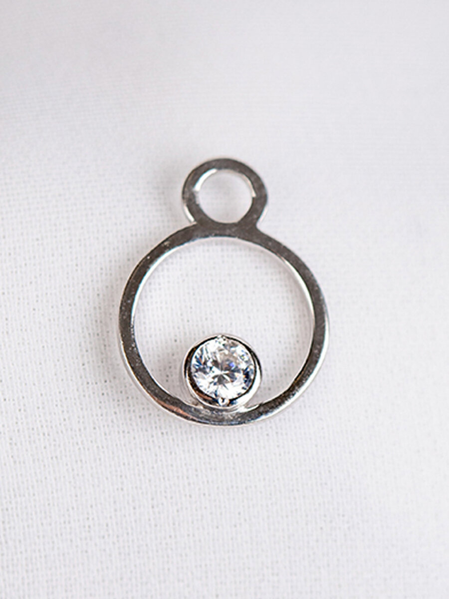 Шарм, серебро, 925 проба, родирование, фианит