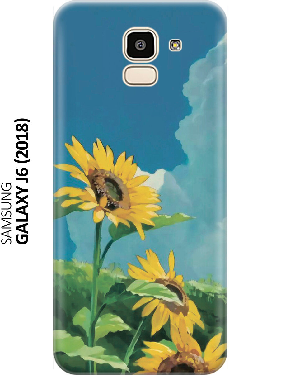 Силиконовый чехол Три подсолнуха в поле на Samsung Galaxy J6 (2018) / Самсунг Джей 6 (2018)