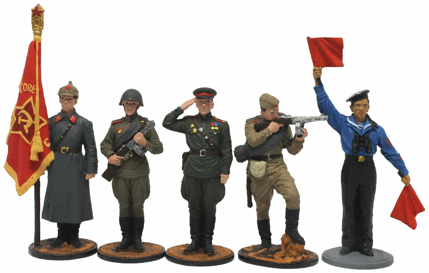 "Вторая мировая война, Красная Армия" №9ЕК (5 э) набор оловянных солдатиков сувенирный покрас в картонной коробке