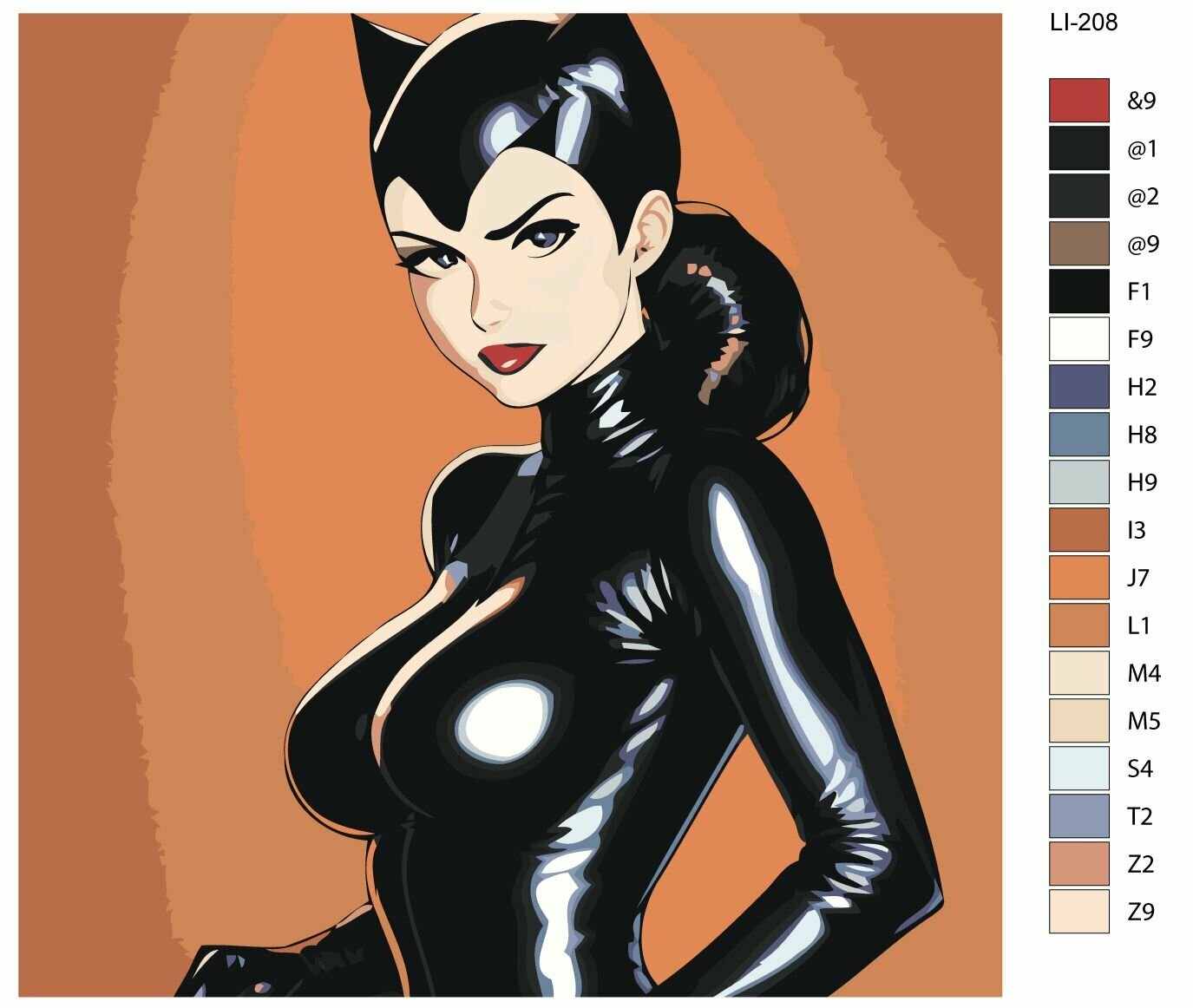 Картина по номерам,"Живопись по номерам", 40 x 40, LI-208, женщина кошка