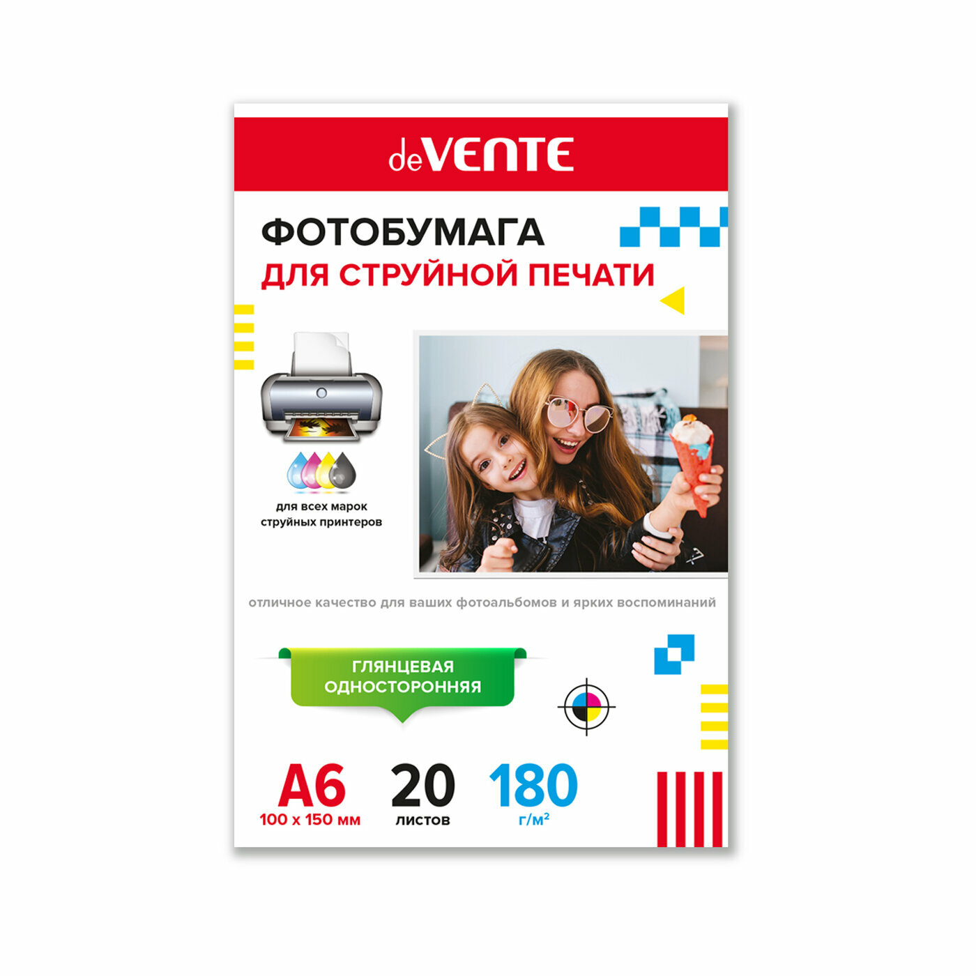 Фотобумага deVente А6 180 г/м глянцевая односторонняя 20 листов