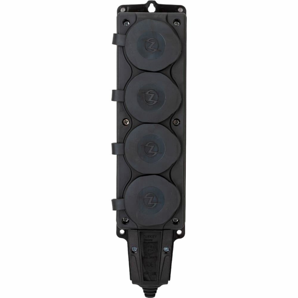 Штепсельная колодка NE-AD 4-гнезда с крышкой, с заземлением, 16А, IP54, каучук, 4104