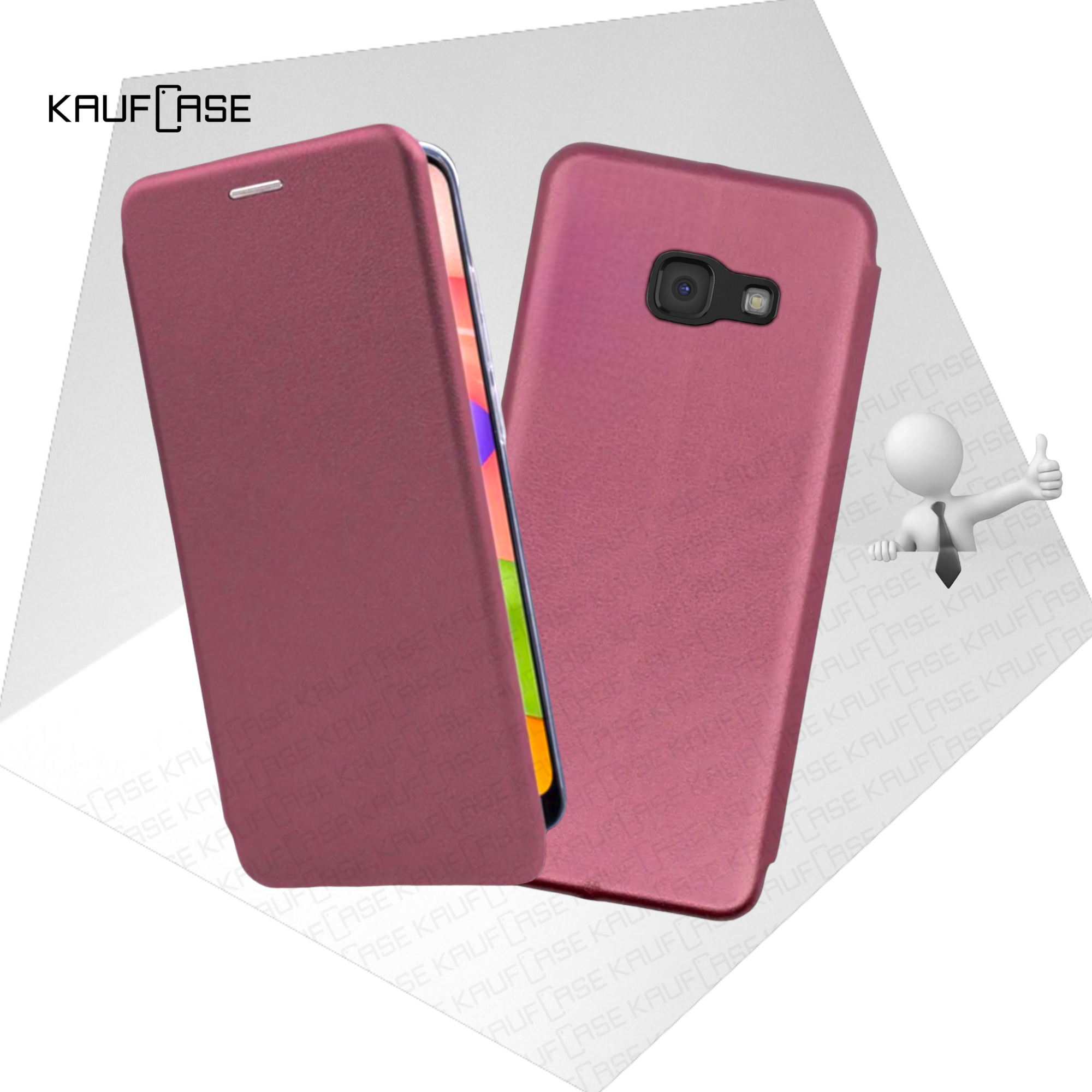 Чехол книжка для телефона Samsung A3 2017 (A320) (4.7"), бордовый. Текстура под кожу