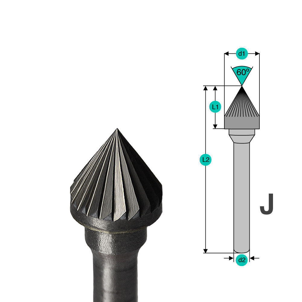 Бор-фреза твердосплавная по металлу (Коническая 60°) J1210M06 TORGWIN T137658