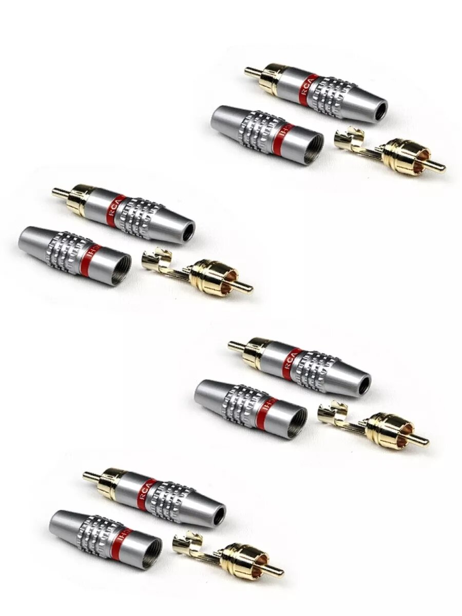 RCA400M RD Разъем тюльпан кабельный RCA 4 шт.