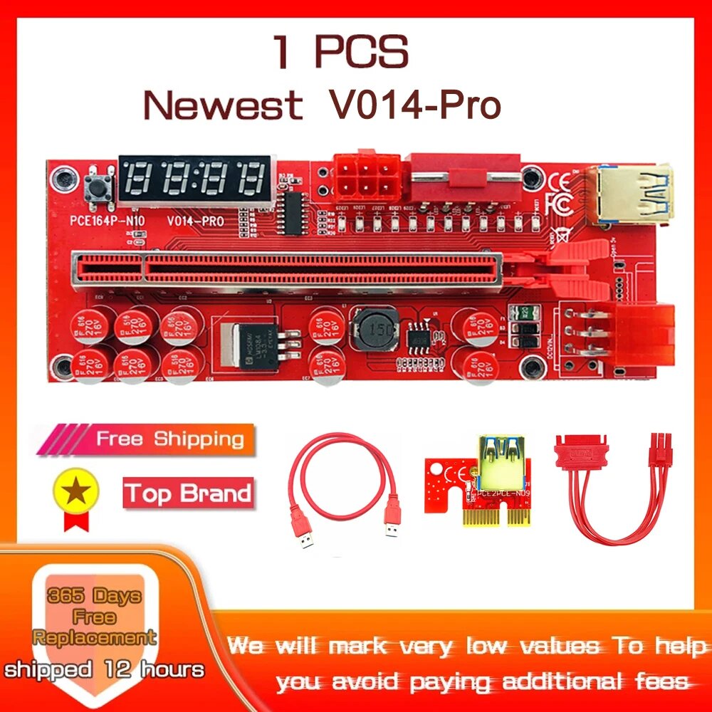 BTBcoin Riser 014 Pro PCI-E Райзер для видеокарты USB 3.0 1PCS V014 Pro Riser