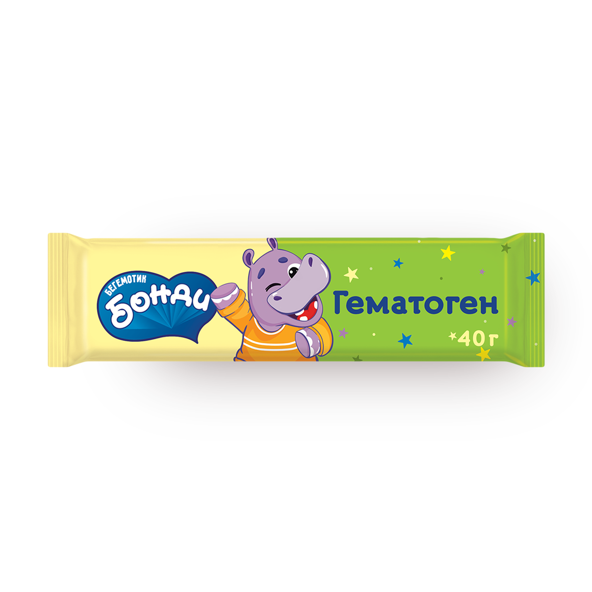 Гематоген Бегемотик Бонди, БАД, батончик, 40 г, профилактика дефицита железа