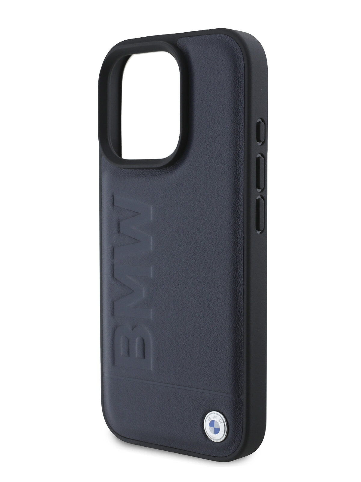 BMW для iPhone 16 Pro Max чехол Signature Leather Logo imprint Metal logo Hard Navy