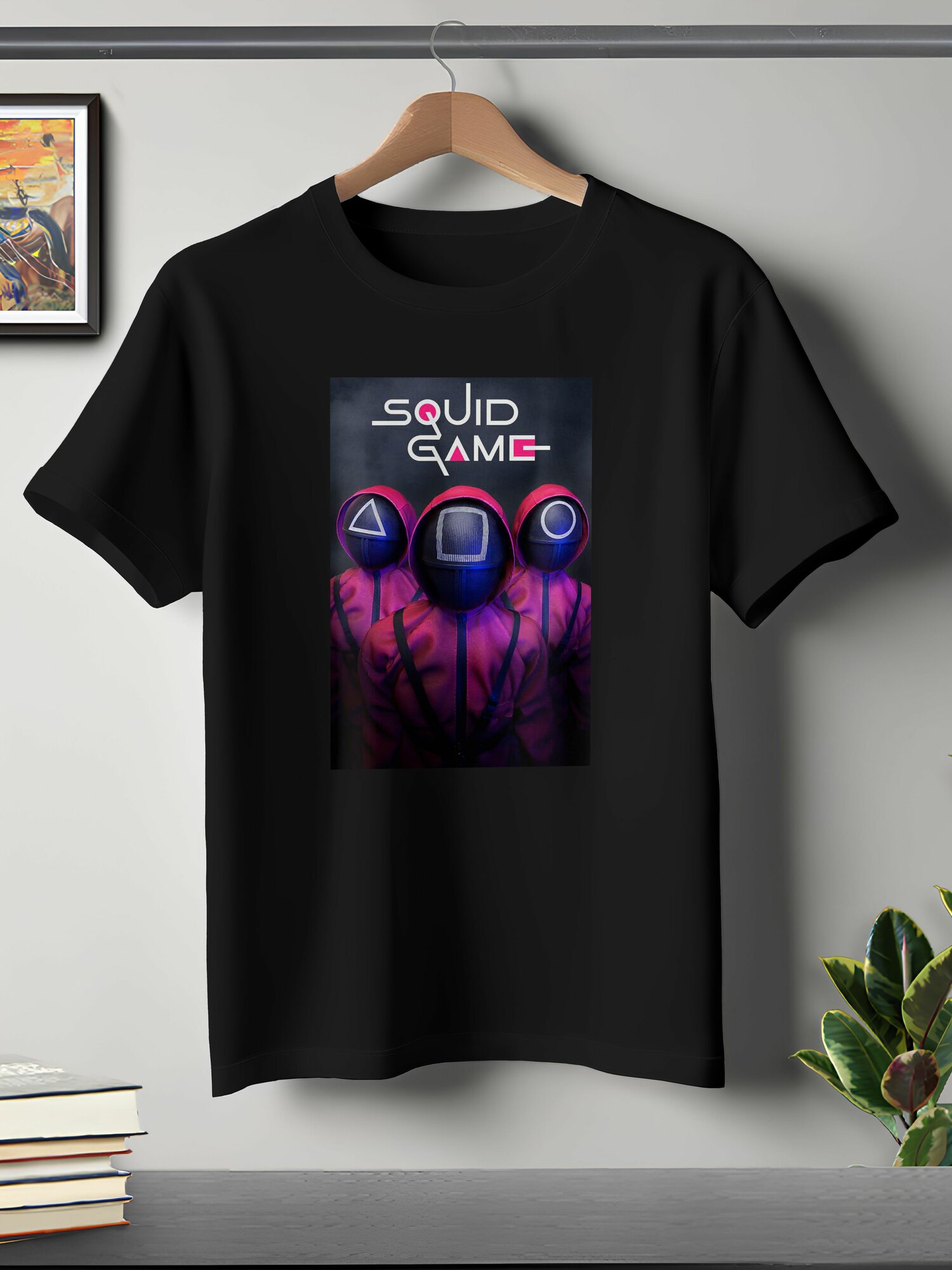 Футболка  Детская ONEQ 152 (12-13) размер с принтом Игра в кальмара, черная