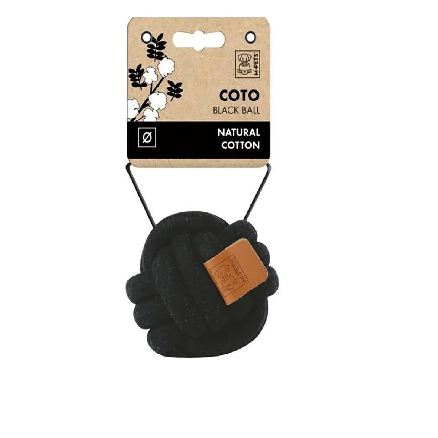 M-PETS Игрушка для собак мяч хлопок, черный 10см