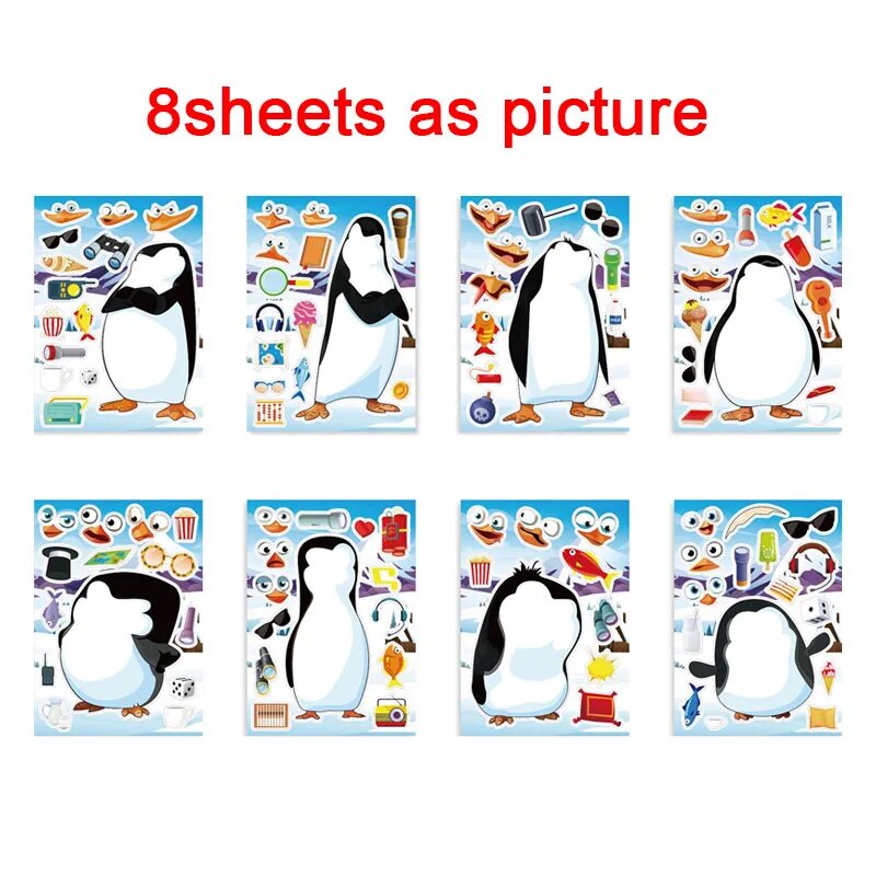 Детские наклейки с пингвинами 8sheets