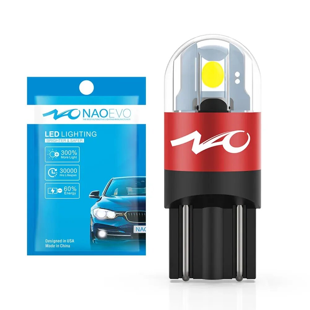 NAO T10 LED W5W Светодиодная лампа 3030 SMD 168 194 5W5 Автомобильные аксессуары Габаритные огни Лампа для чтения Авто 12 В 6000 К Белый Янтарный Красный Мотор