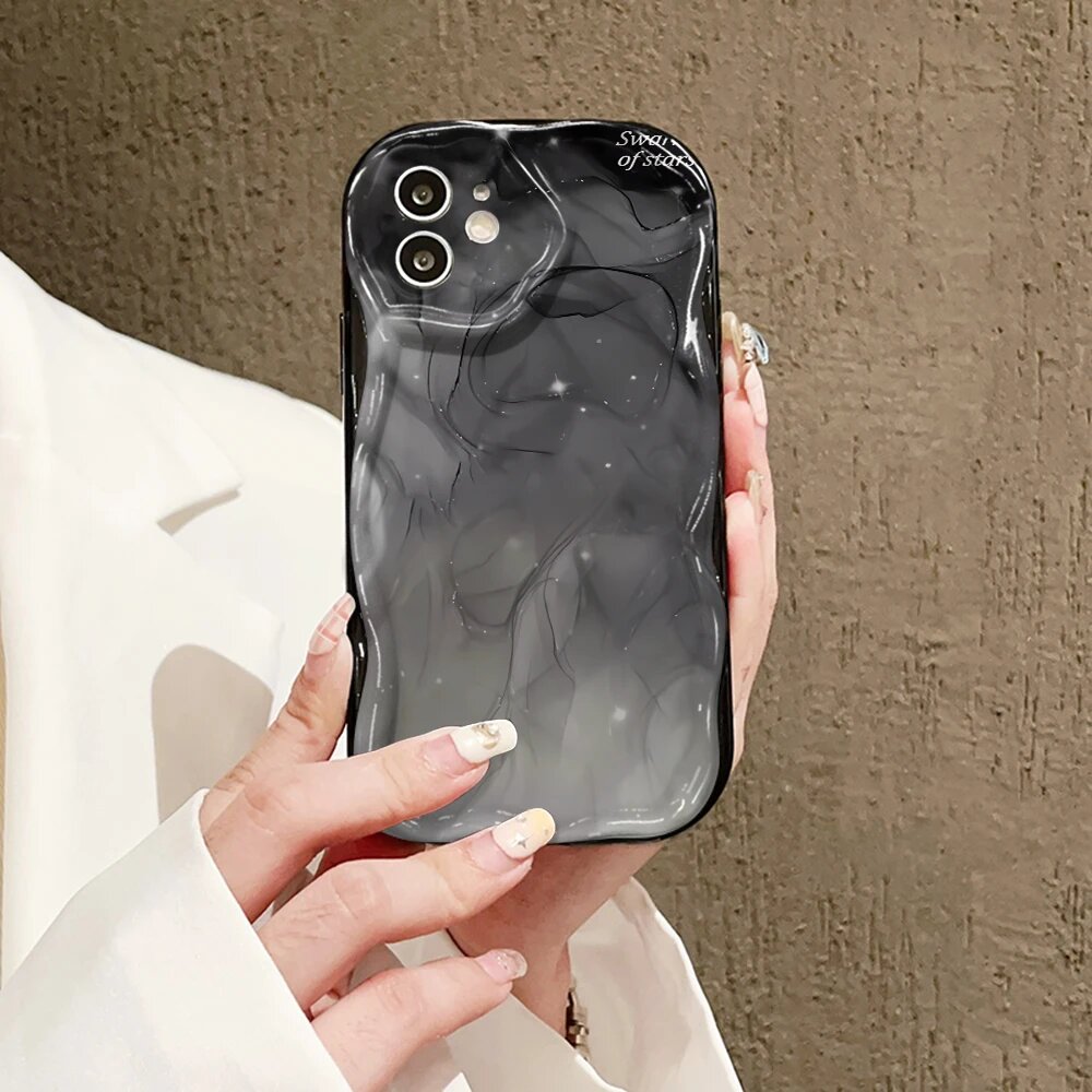 Цветной чехол с волнистыми краями для Samsung S24 Ultra S23 S22 S21 S20 FE A53 A54 A55 5G A52 A35 A34 A32 4G A24 A23 A22 A14 A13 A05, чехол BlackRE85, S22 Ultra