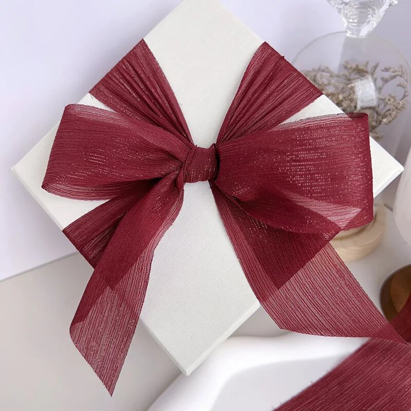 Серебряная блестящая лента из полиэстера Бордовый, 6