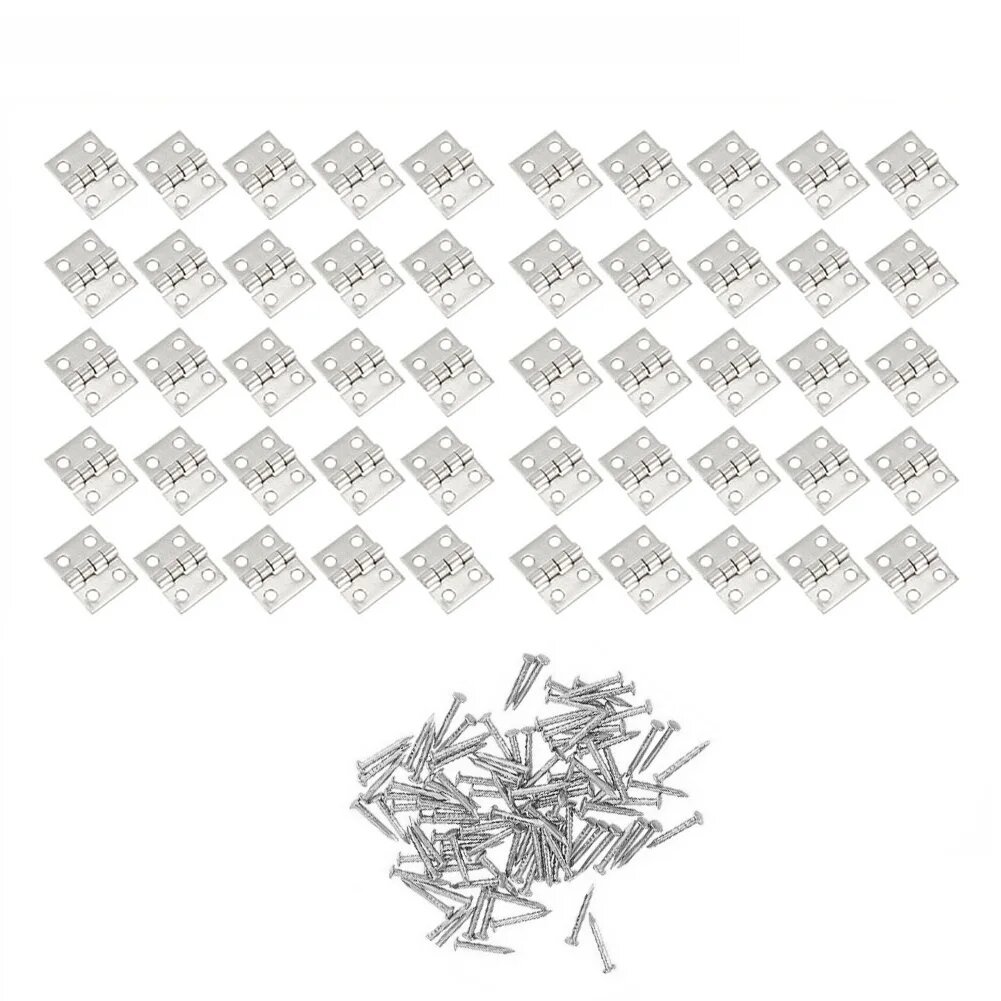 Латунные мини-петли для дверей 50 шт. Silver