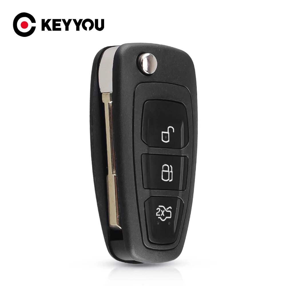 KEYYOU для Ford Focus Mk1 1999-2005 Mondeo 2001-2007 Fiesta Transit 2000-2006 Connect FO21 складной дистанционный ключ с лезвием, 3 кнопки