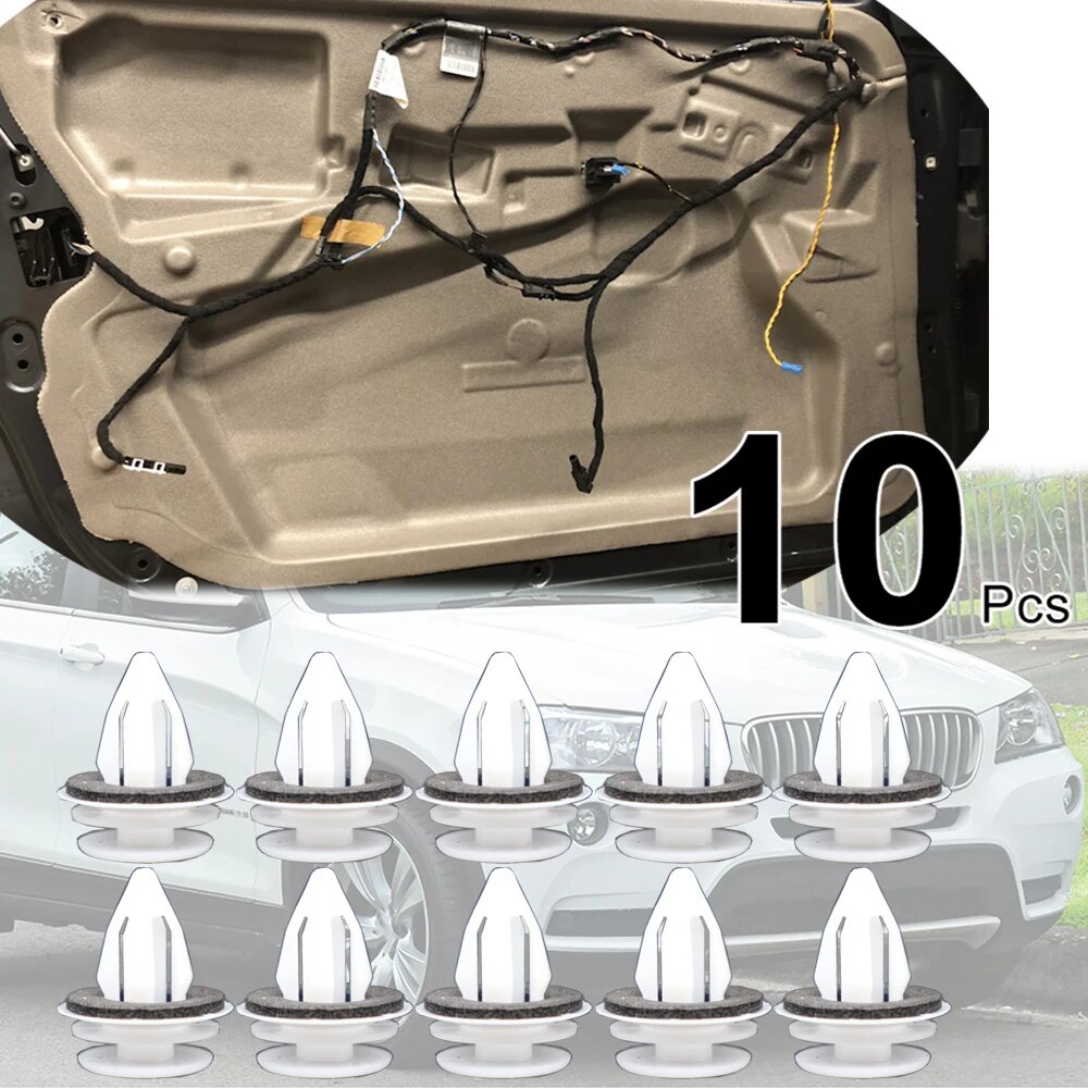 10 шт. для BMW X3 E83 2003 2004 2005 2006 2007 2008 2009 F25 2010 2011 2012-2018 дверная панель, лицевая подкладка, зажимы, заклепки