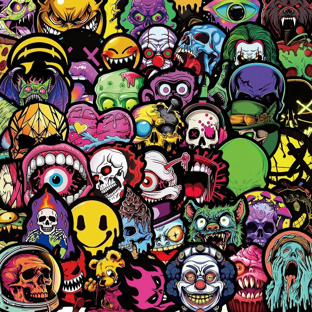 Набор наклеек Готические череп и призрак