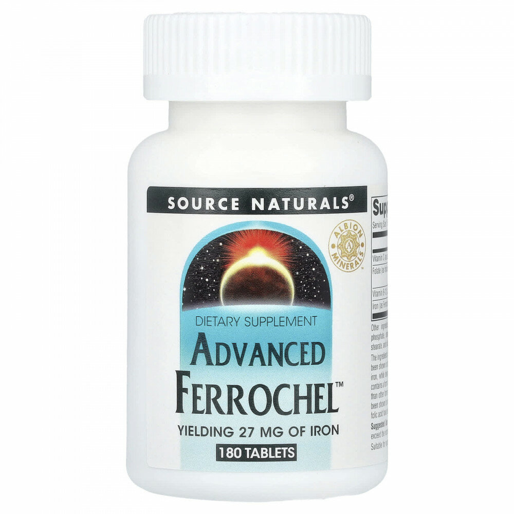 Source Naturals, Advanced Ferrochel™, 180 таблеток