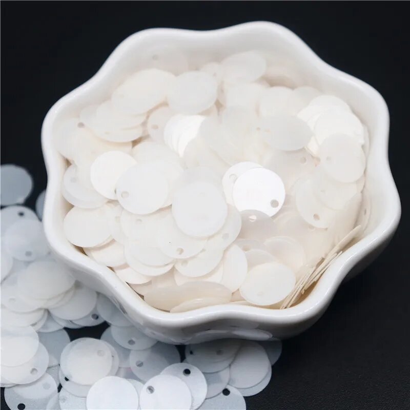 Пайетки ПВХ 20 мм синие Белый, matte white