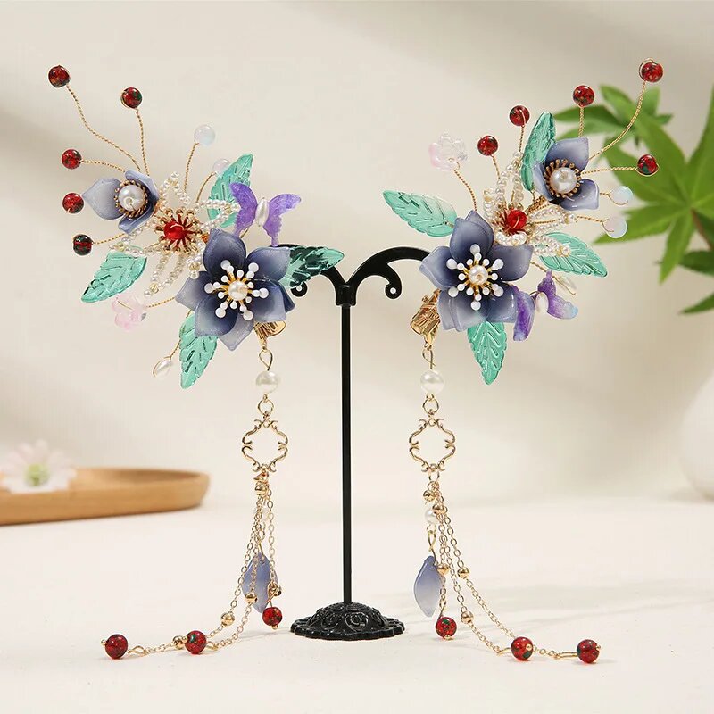 Заколки для волос с цветами, 2 шт, Metal color: 31