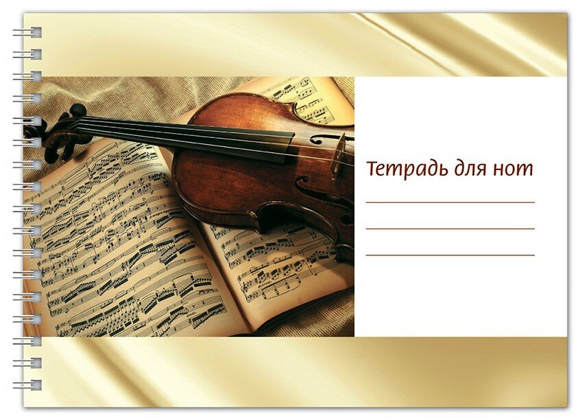 Тетрадь для нот "Скрипка на нотах" (24 стр, А5). Горизонтальная/пружина