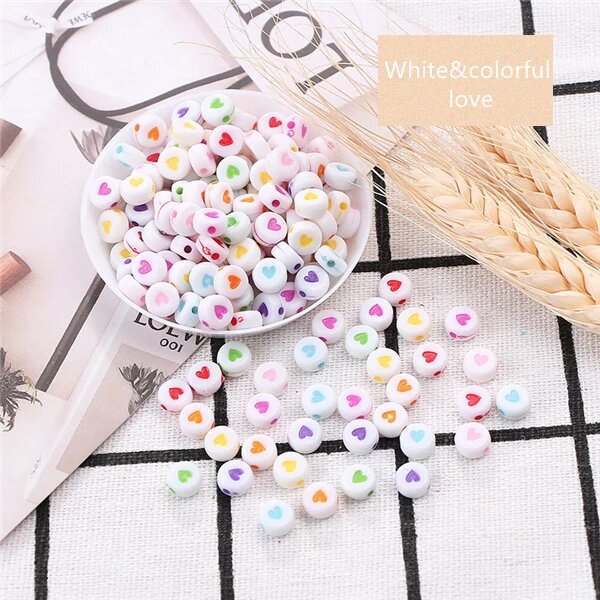 Круглые акриловые бусины с буквами для бижутерии 100 шт Белый, LB004